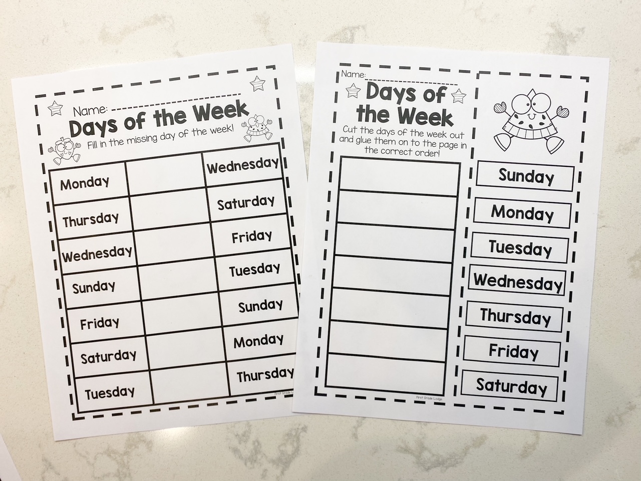 Days of The Week – First Grade Lodge