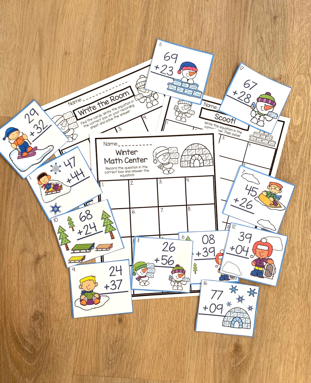 Winter Write the Room/Scoot/Math Center – First Grade Lodge